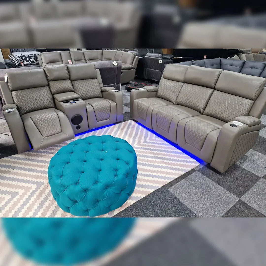 Florida Music Electric Recliners 3+2 Seater Leather Sofa Grey - Blutoo ...